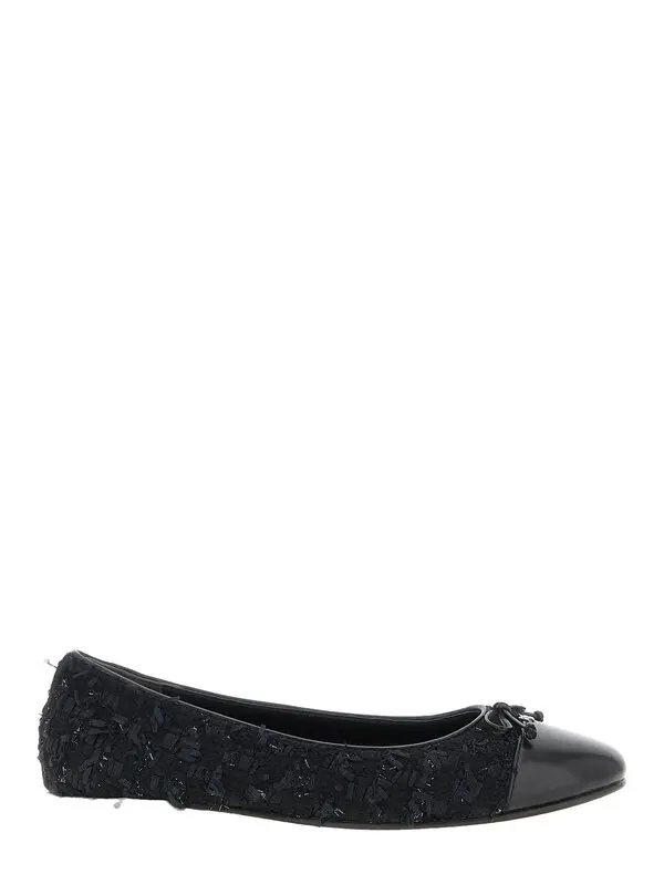 Tory Burch Bouclé Tweed Cap-toe Ballerina Flats - Blue