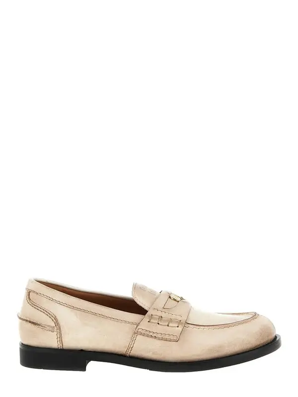 Miu Miu Waxed Leather Loafers - White