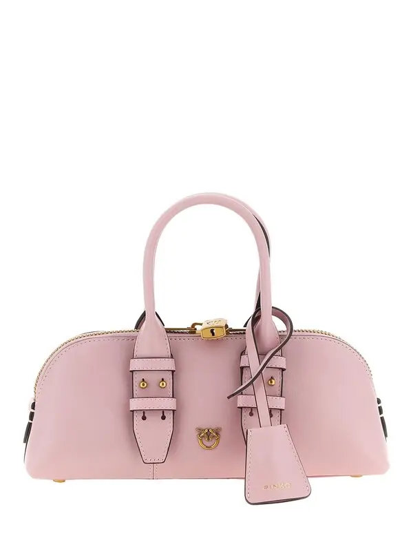 Pinko Leather Escape Baguette Handbag - Pink