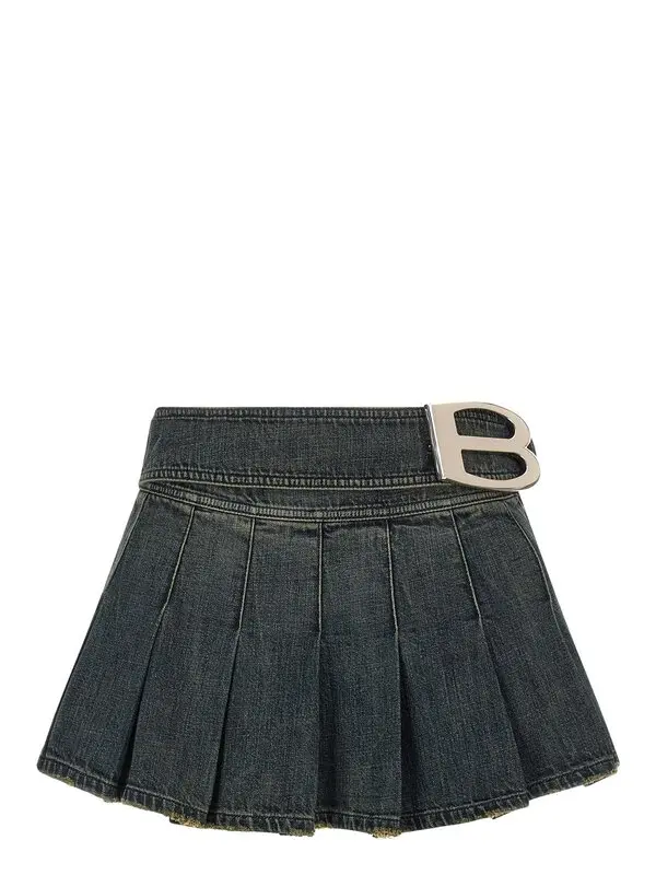 Balenciaga Buckle Pleated Skirt - Blue