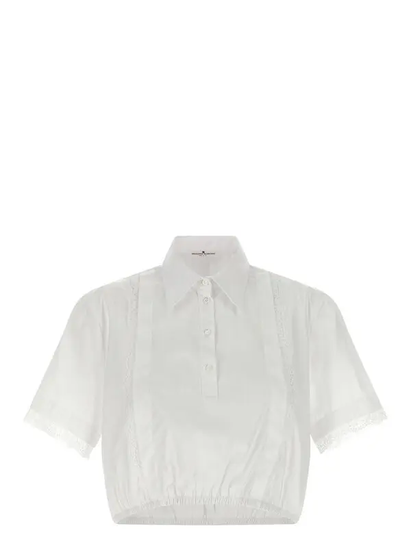 Ermanno Scervino Lace Insert Crop Shirt - White