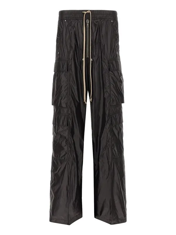 Rick Owens Cargobelas Shiny Nylon Cargo Pants - Black