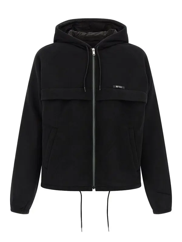Prada Recycled Polyamide Fleece Hooded Jacket - Black