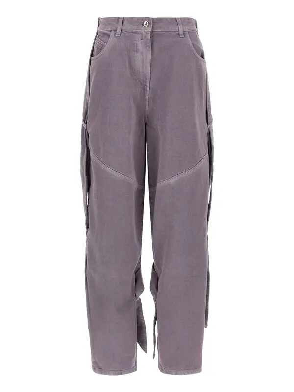 Attico Garment-dyed Cotton Denim Jeans - Purple