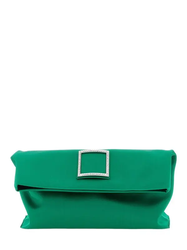 ROGER VIVIER Trompette Satin Clutch Bag - Green