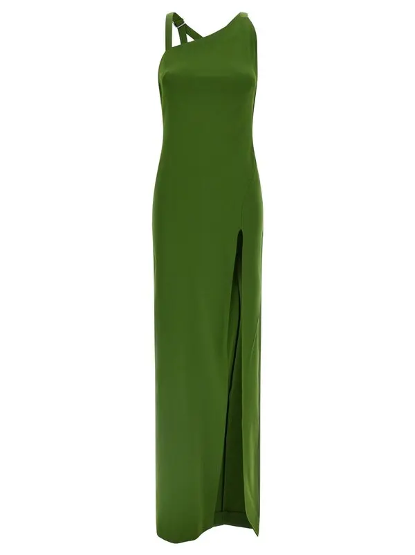 Attico Viscose And Silk Blend Maxi Strap Dress - Green