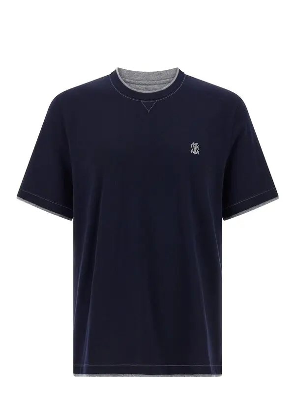 Brunello Cucinelli Double Layer T-shirt - Blue