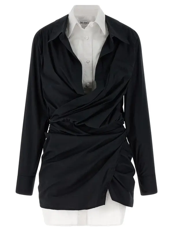 Attico Double Layer Shirt Dress - White/black