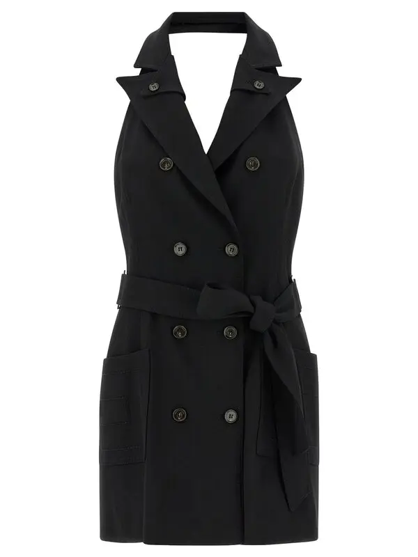 Elisabetta Franchi Gabardine Vest Dress - Black