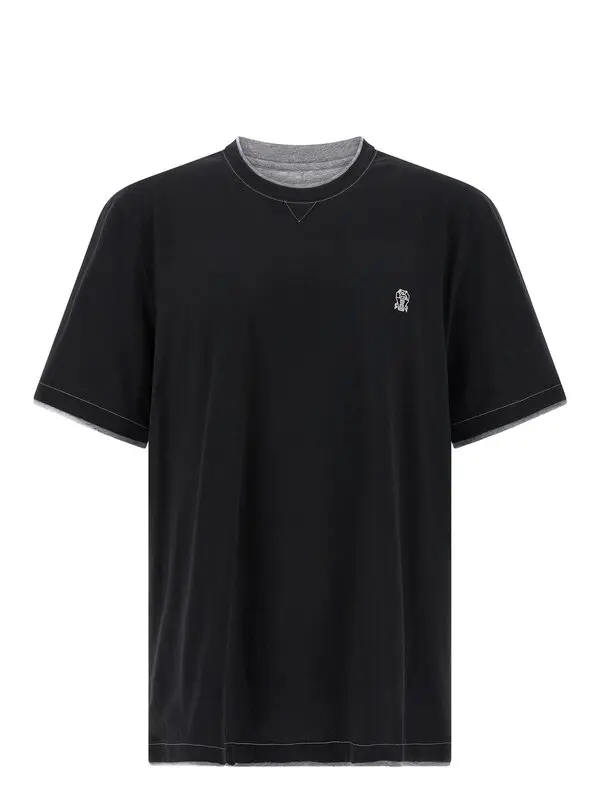 Brunello Cucinelli Double Layer T-shirt - Black