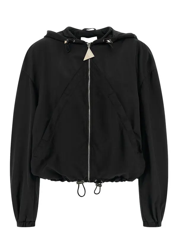Attico Hooded Bomber Jacket - Black