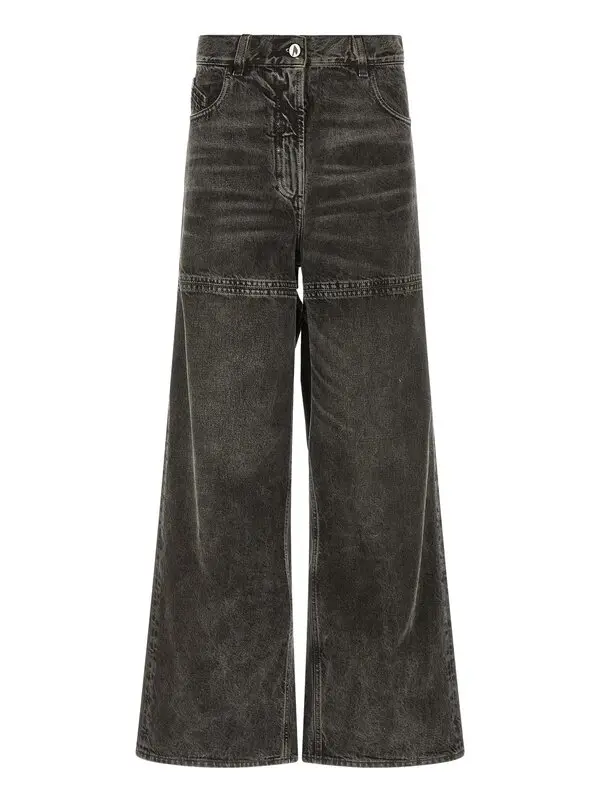 Attico Stonewashed Cotton Denim Jeans - Black