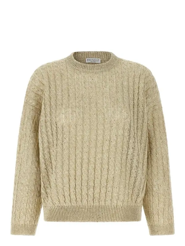 Brunello Cucinelli Dazzling Cable Sweater - Beige
