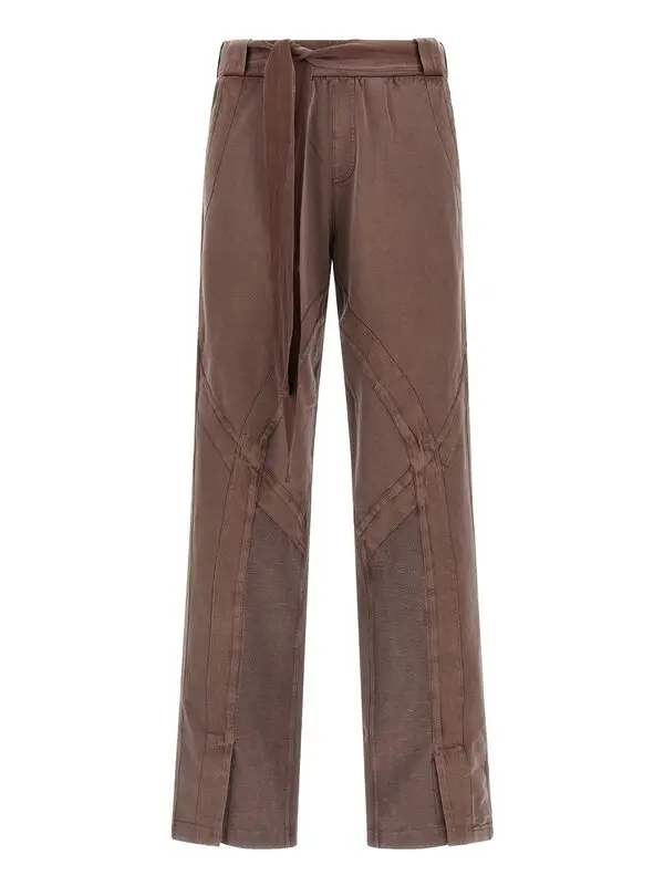 Attico Front Split Fleece Pants - Brown