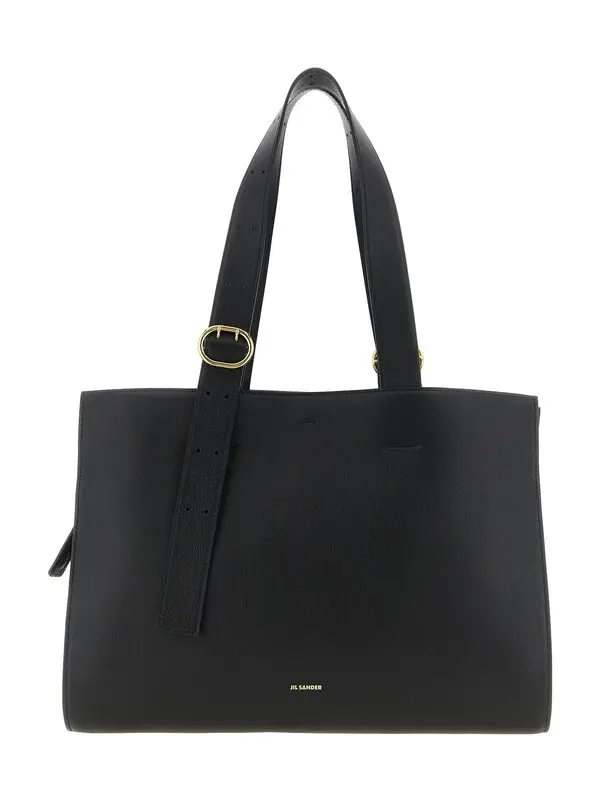 JIL SANDER Cannolo Shopping Bag - Black