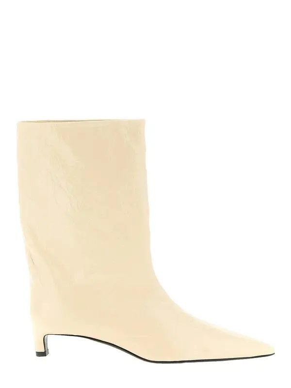 JIL SANDER Craquelé Leather Boots - Beige