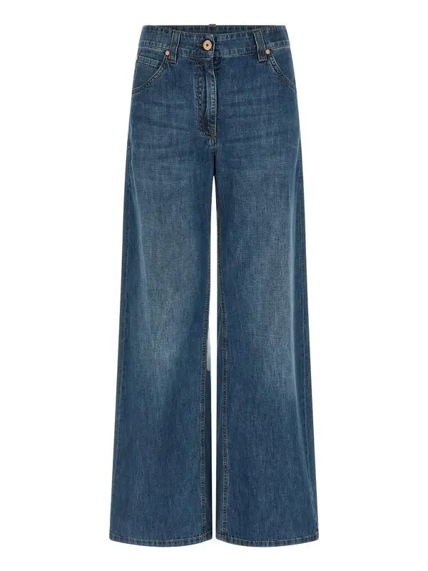 Brunello Cucinelli Wide Leg Denim Jeans - Blue