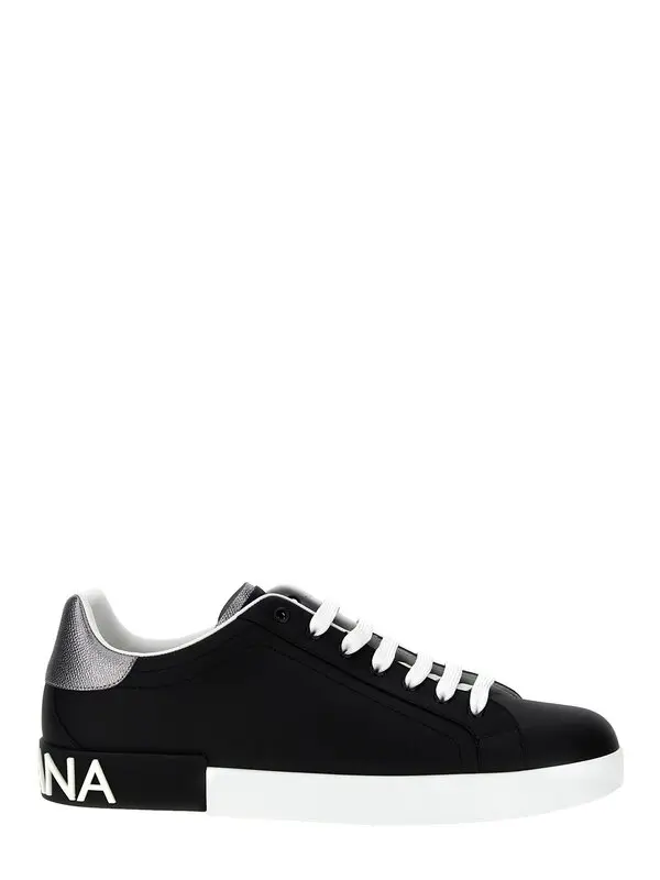 Dolce & Gabbana Portofino Leather Sneakers - White/black