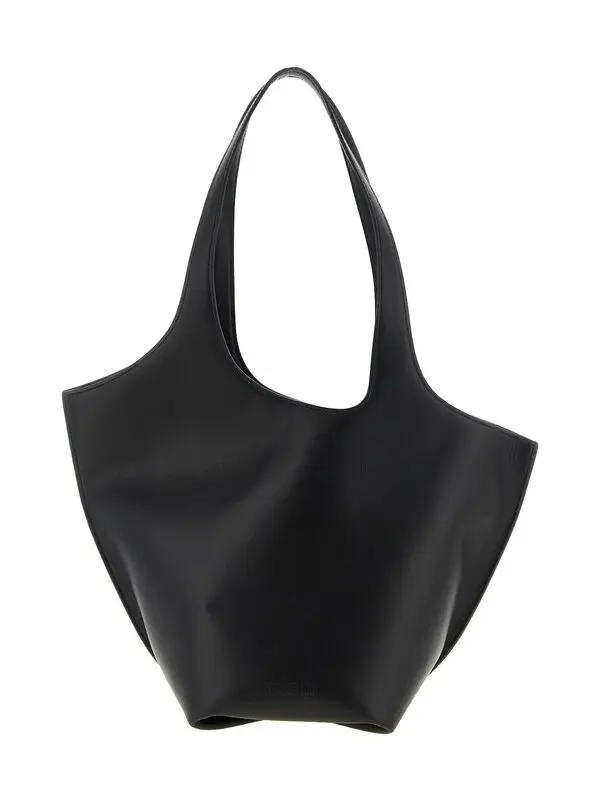 Attico La Scoop Leather Shoulder Bag - Black