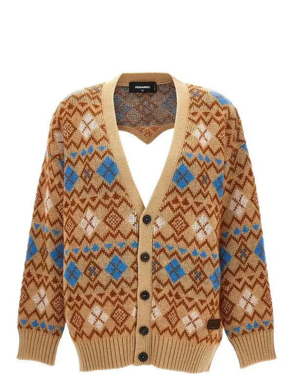 Dsquared2 Heart Vintage Shetland Cardigan - Multi