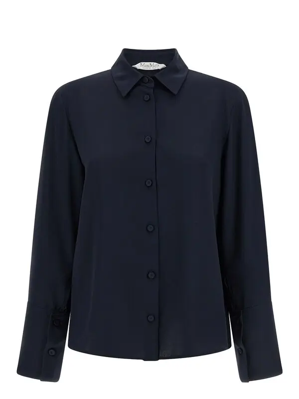 Max Mara Mxpvoliera Stretch Silk Crêpe De Chine Shirt - Blue