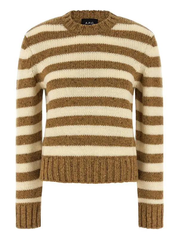 A.p.c. Striped Virgin Wool Sweater - Brown