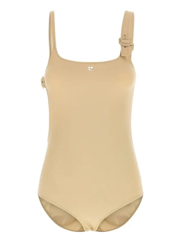 COURREGES Cut-out Stretch Bodysuit - Beige