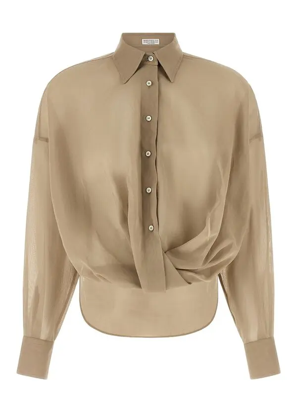 Brunello Cucinelli Taffeta Shirt - Beige