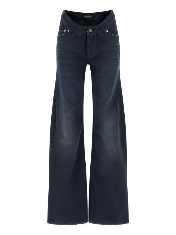 Balenciaga Curved Waist Denim Jeans - Blue