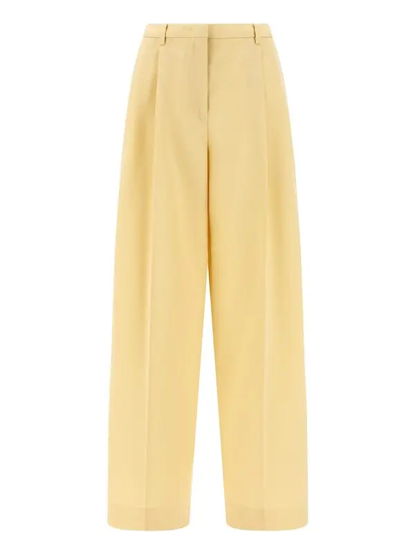 JIL SANDER Wool Wide Leg Trousers - Yellow