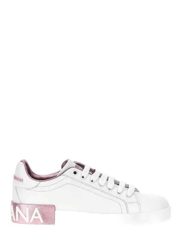 Dolce & Gabbana Portofino Leather Sneakers - Pink
