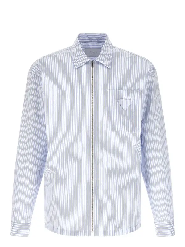 Prada Stripe Tec Shirt - Light Blue