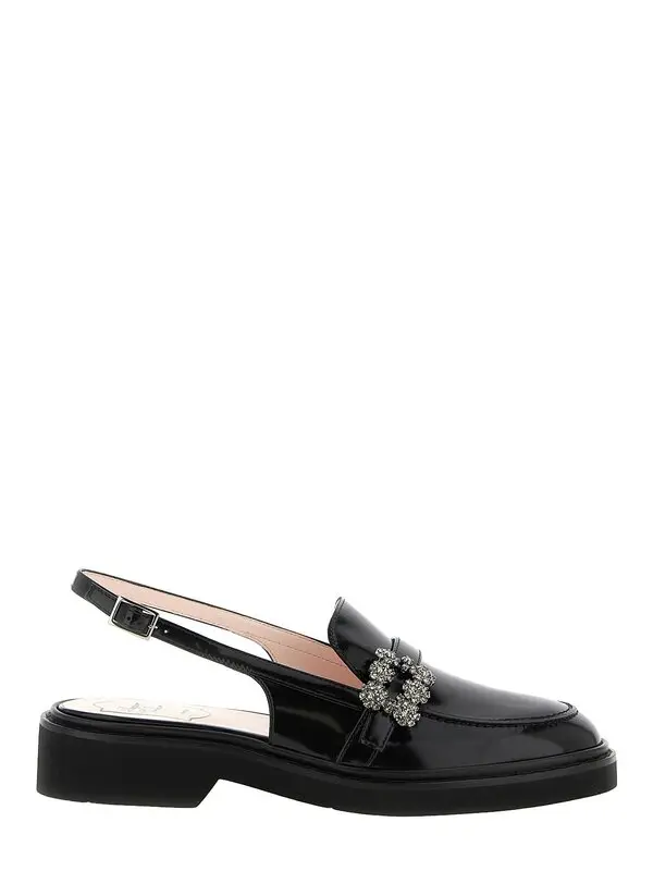 ROGER VIVIER Viv' Rangers Shiny Leather Slingbacks - Black