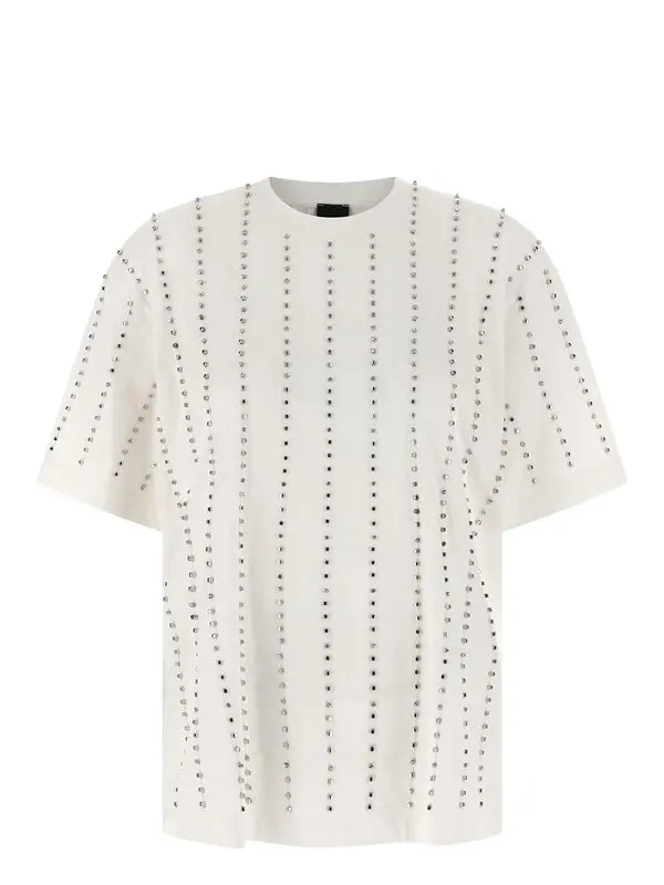 Pinko Wilma Crystal-embellished Cotton T-shirt - White