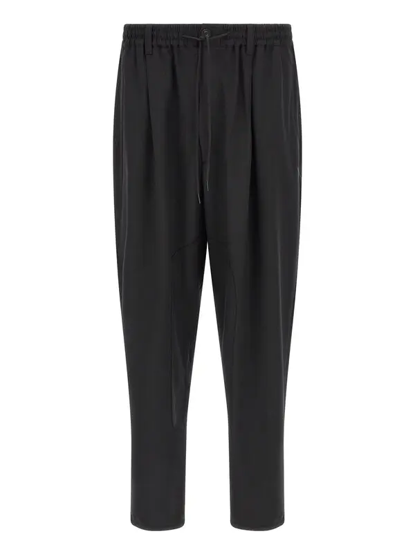 Y3 Wool Blend Extra Wide Leg Trousers - Black