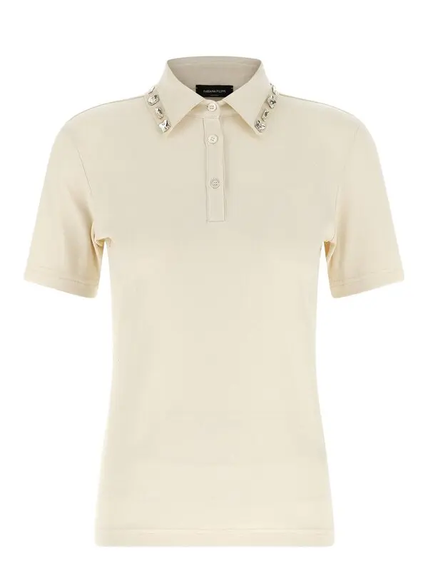 Fabiana Filippi Crystal Collar Polo Shirt - Beige