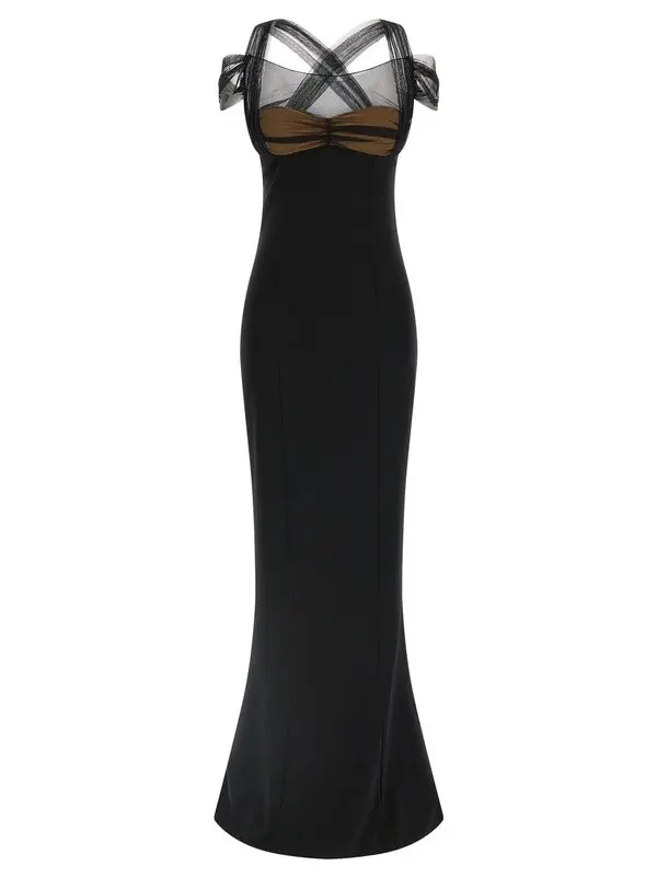 NENSI DOJAKA Draped Padded Cup Maxi Dress - Black