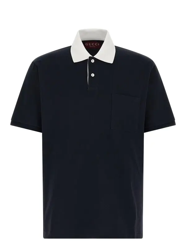 Gucci Contrast Collar Polo Shirt - Blue
