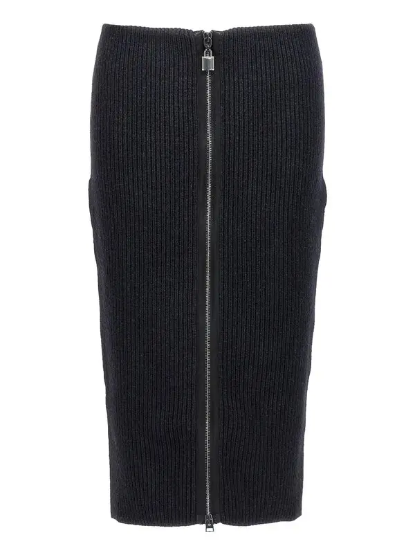TOM FORD Ribbed Knit Wool Skirt - Black