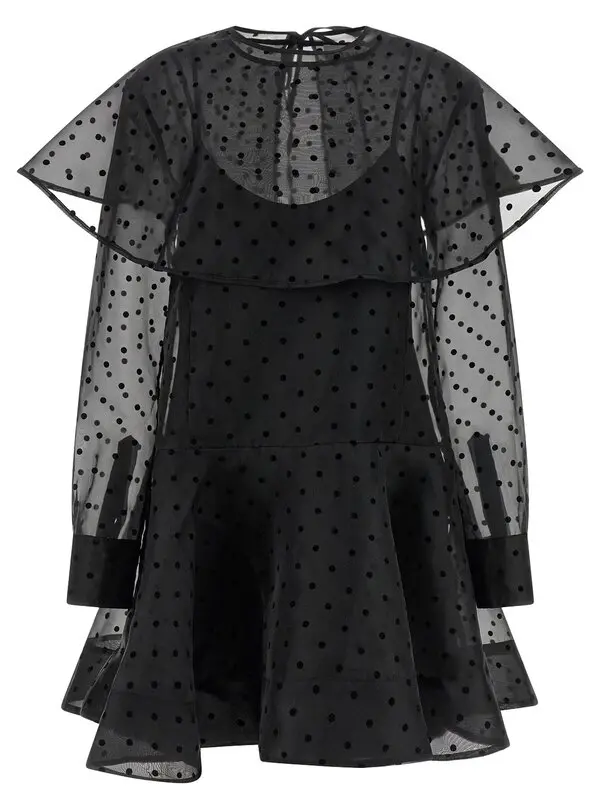 GANNI Organza Circle Collar Dress - Black