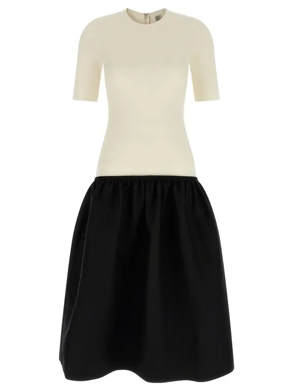 TOTEME Twinflower Tee Midi Dress - White/black