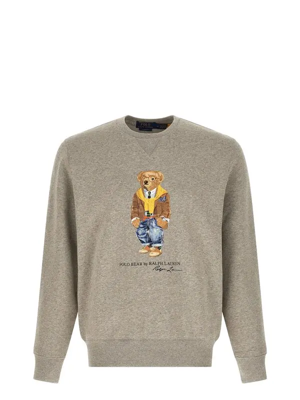Polo Ralph Lauren Polo Bear Mélange Cotton Blend Sweatshirt - Gray