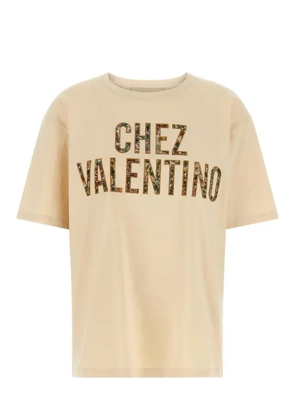Valentino Garavani Chez Cotton Jersey T-shirt - Beige