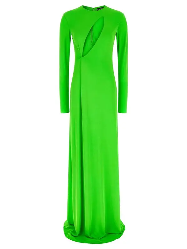 TOM FORD Long Sleeve Slash Front Evening Gown - Green