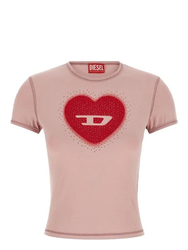 DIESEL® Cotton Stretch Jersey T-shirt - Pink