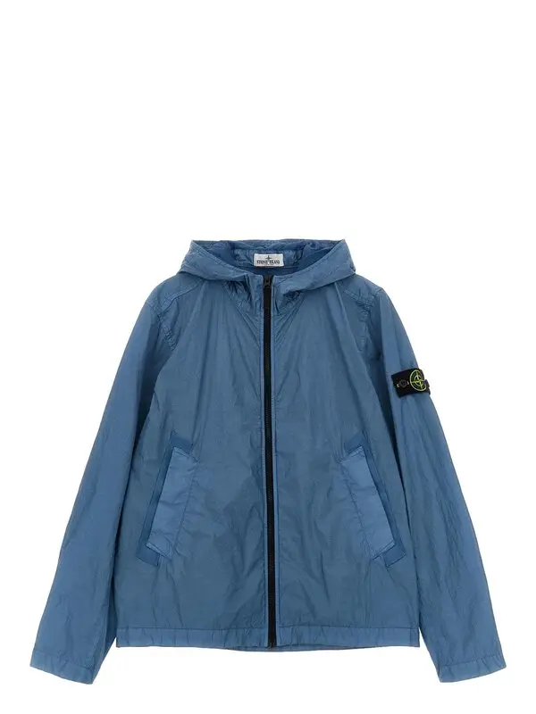 Stone Island Crinkled Effect Nylon Jacket - Blue