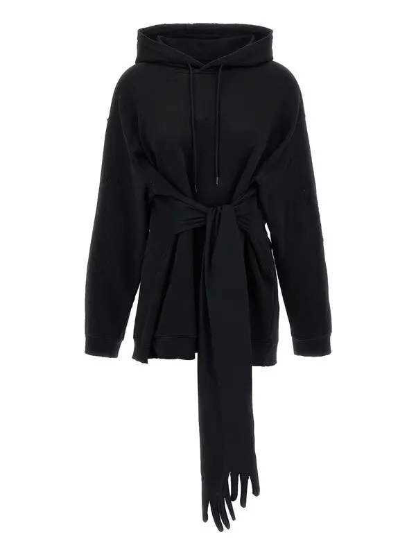 MAISON MARGIELA Hoodie Dress With Gloves - Black