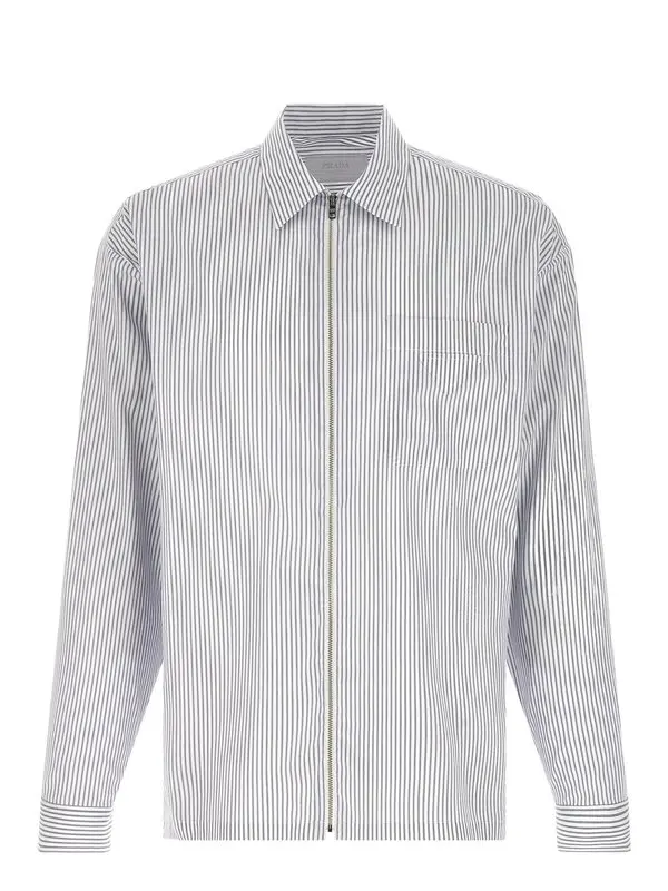 Prada Zip Striped Shirt - Blue