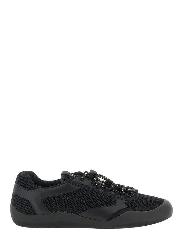 Prada Mesh Leather Sneakers - Black