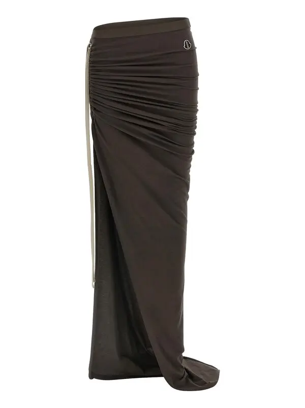 Rick Owens Moncler + Adjustable Cotton Jersey Skirt - Brown